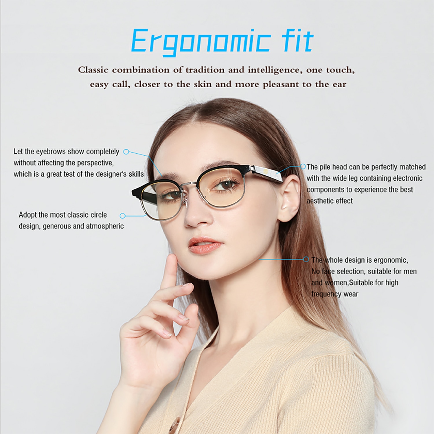 Ochelari smart, Bluetooth 5.0, Microfon incorporat, Lentila polarizata ...