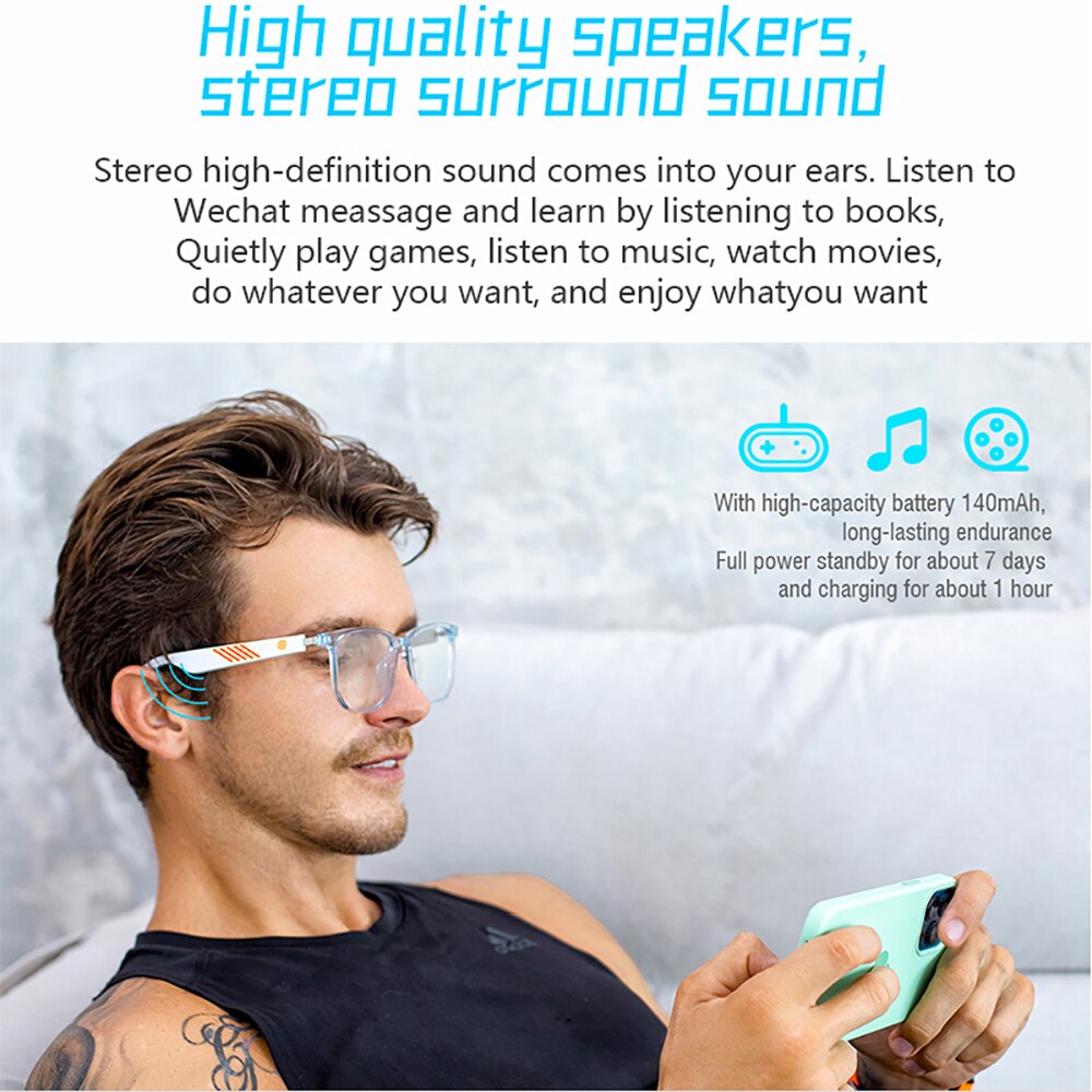 Ochelari smart, Bluetooth 5.0, Microfon incorporat, Lentila polarizata ...