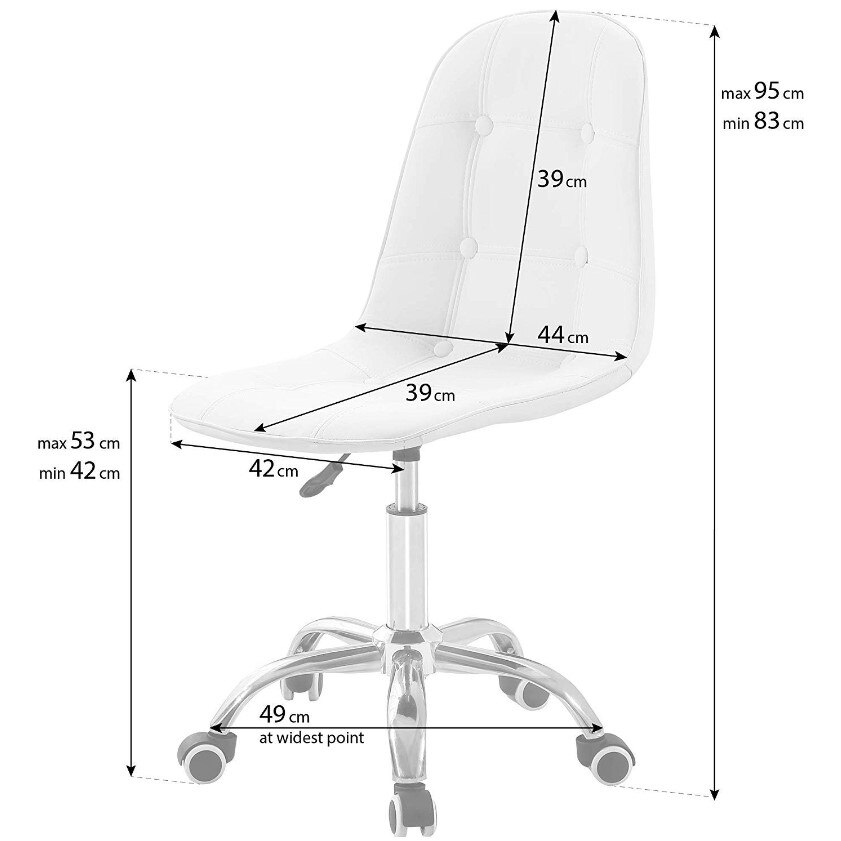 Scaun salon cu roti si inaltime reglabila intre 42-53 cm, dimensiuni ...