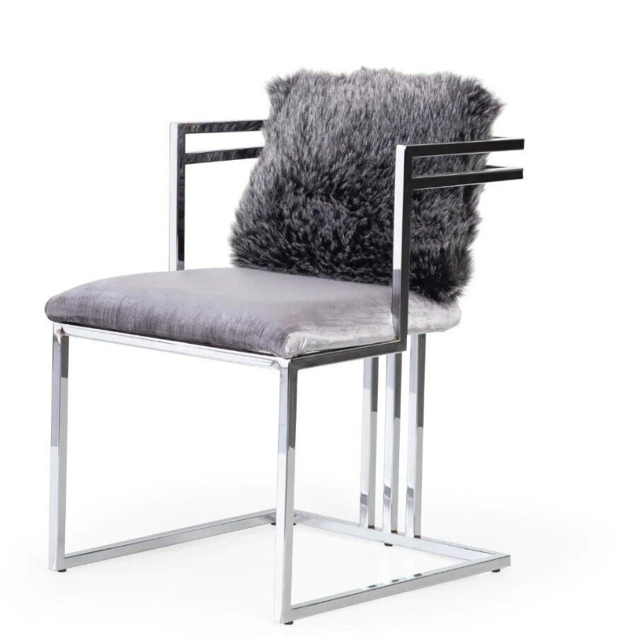 Scaun Just, gri, catifea, 84x62x48 cm - eMAG.ro