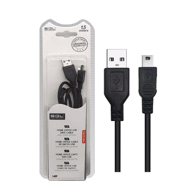 Cablu USB-A tata-mini USB-B tata, SGL,1,5 m, Negru - eMAG.ro