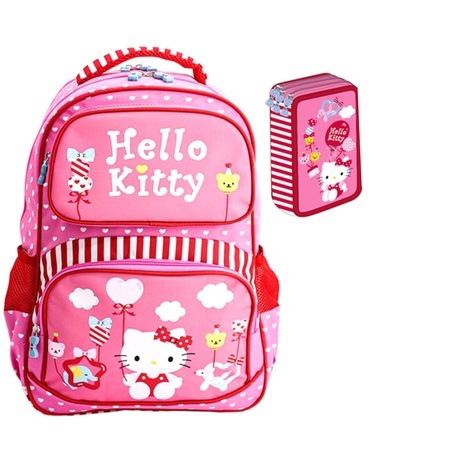 Set scoala Hello Kitty 1, Ghiozdan scoala clasa I-IV, Penar neechipat ...