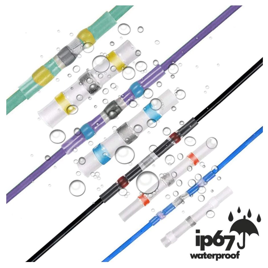Set x100 Conectori Termocontractibili Impermeabili cu Cositorire Pt ...