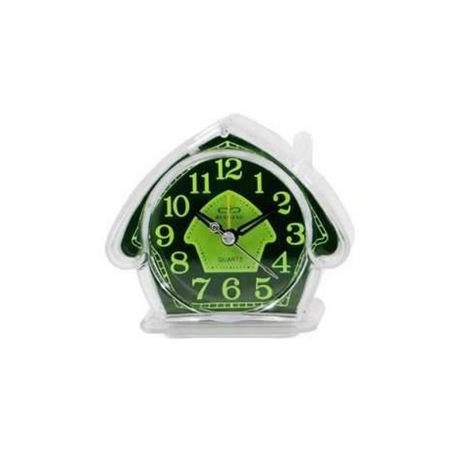 Ceas desteptator de masa, Quartz, Design modern, Transparent/Verde ...