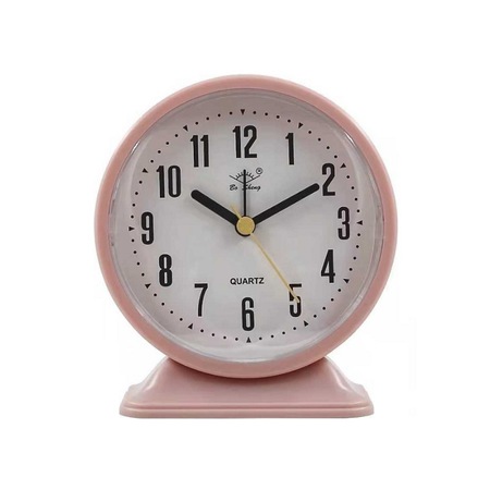 Ceas desteptator de masa, Quartz, Design modern, Alb/Roz - eMAG.ro