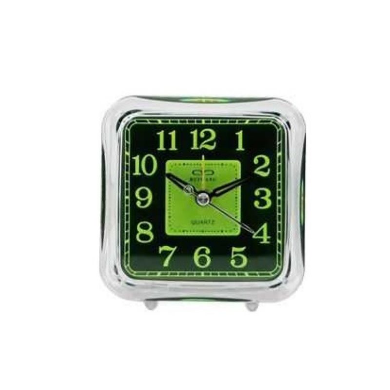 Ceas desteptator de masa, Quartz, Design modern, Transparent/Verde ...
