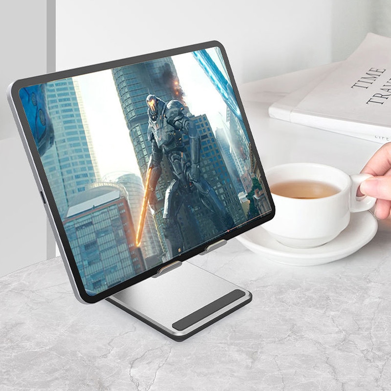 Suport telefon/tableta, CeruleTree, ABS/Aluminiu/Silicon, Pliabil ...