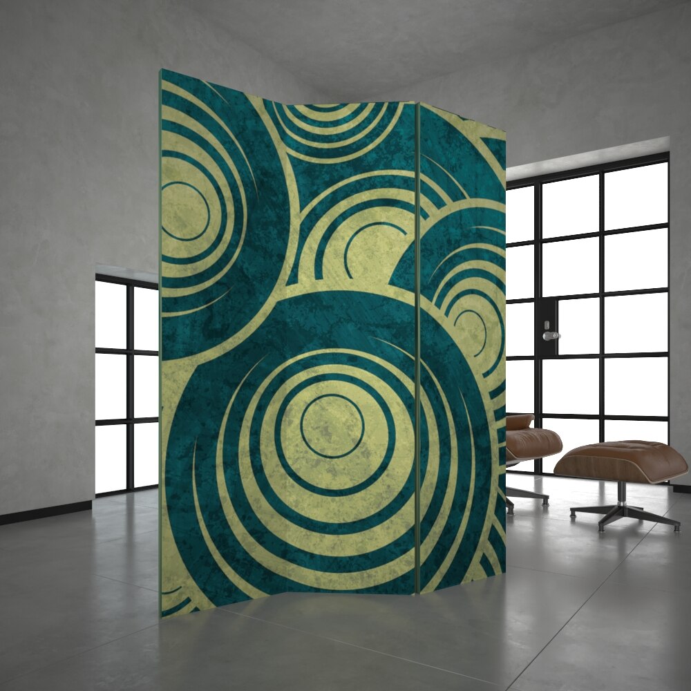 Paravan, Colors of Life, Lemn/Textil, 135 x 172 cm, 3 piese, Verde ...