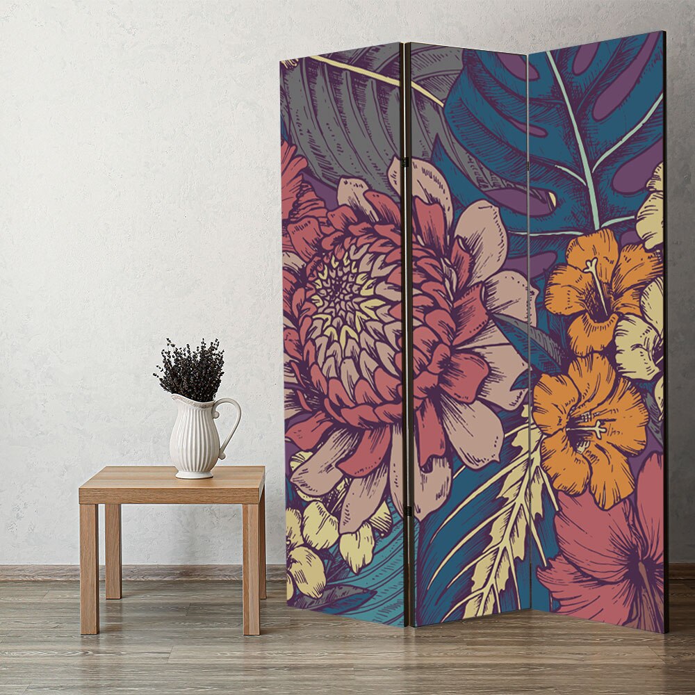 Paravan, Colors of Life, Lemn/Textil, Model Flori, 135 x 172 cm, 3 ...