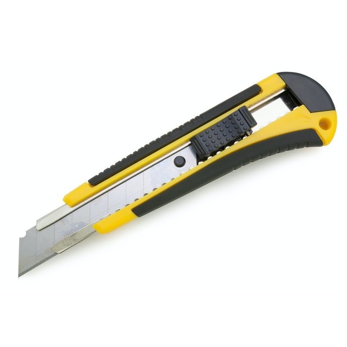 Cutter mare cu rama metalica si lama 18mm, 3 lame de rezerva, negru cu ...