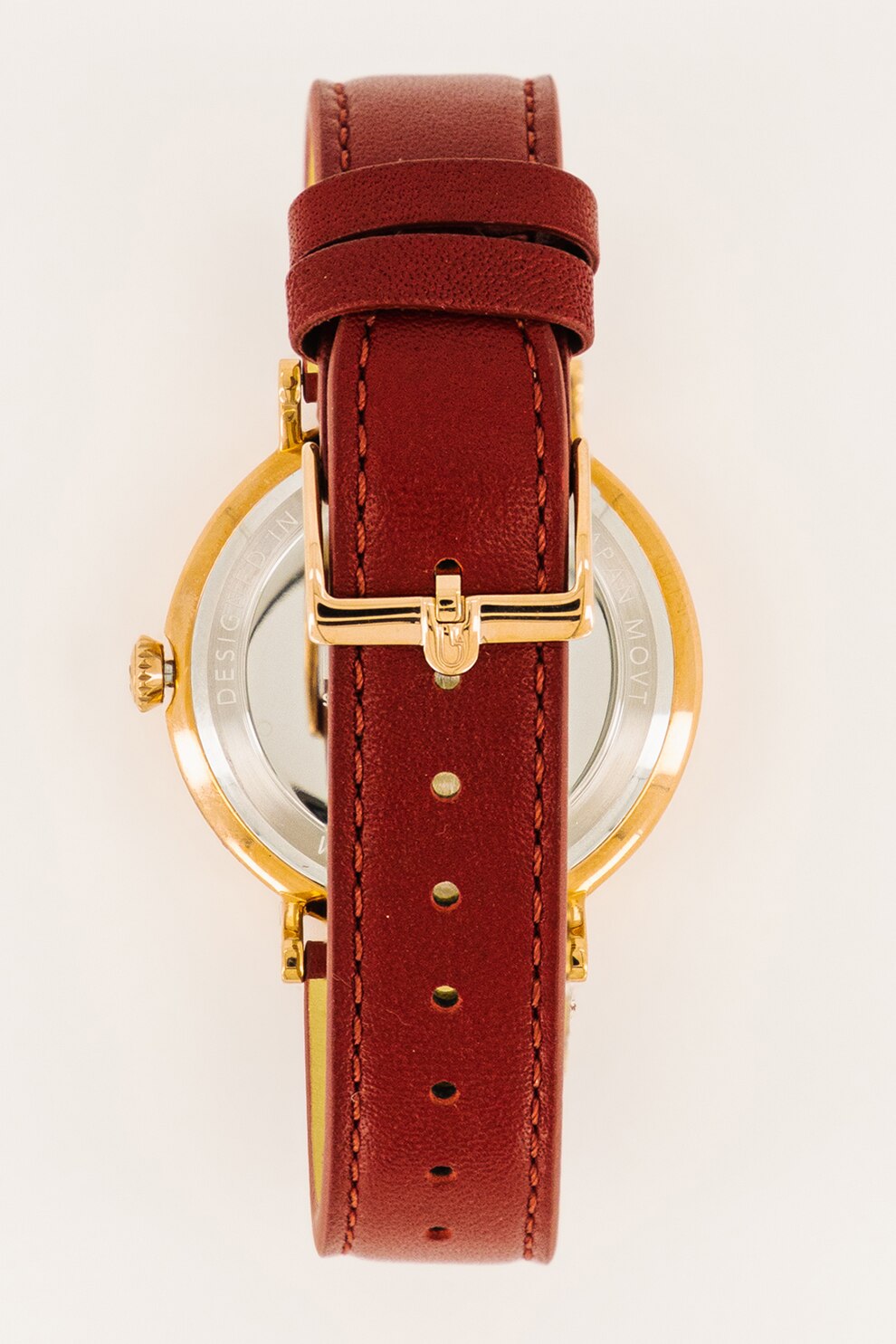 Furla, Ceas quartz cu o curea din piele, Auriu, Rosu inchis - eMAG.ro
