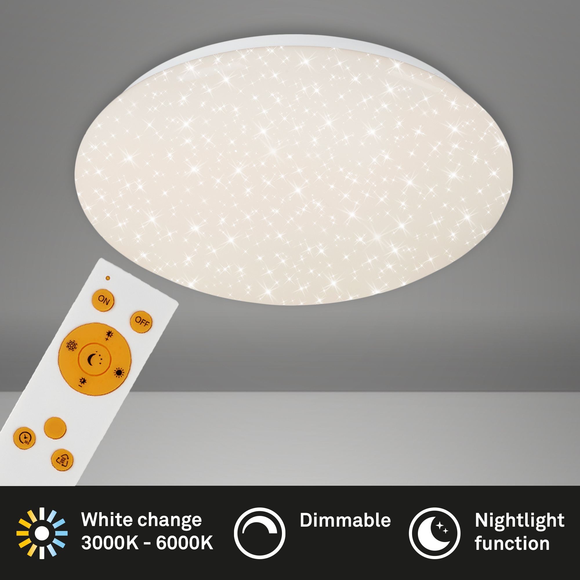 Plafoniera LED Briloner, cu telecomanda, dimabil, functie memorare, 15W ...