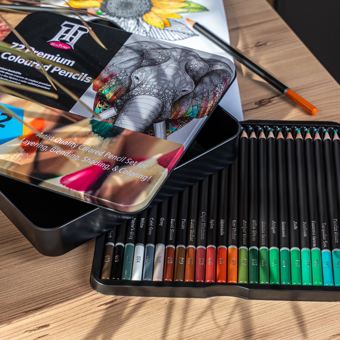 Set de creioane colorate pentru desen, 72 de culori, cutie rezistenta ...