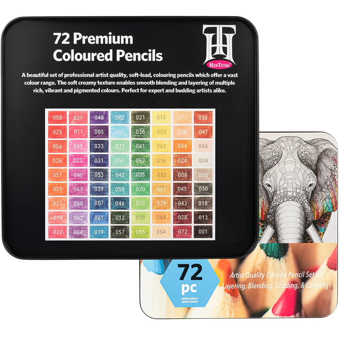 Set de creioane colorate pentru desen, 72 de culori, cutie rezistenta ...