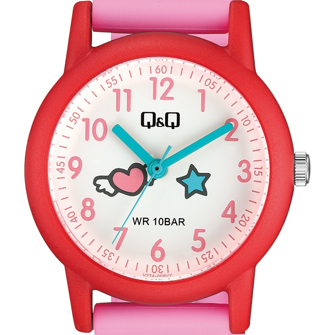 Ceas copii Q&Q V23A-008VY, rezistent la apa 100 m, Inimioara, Unicorn - eMAG.ro