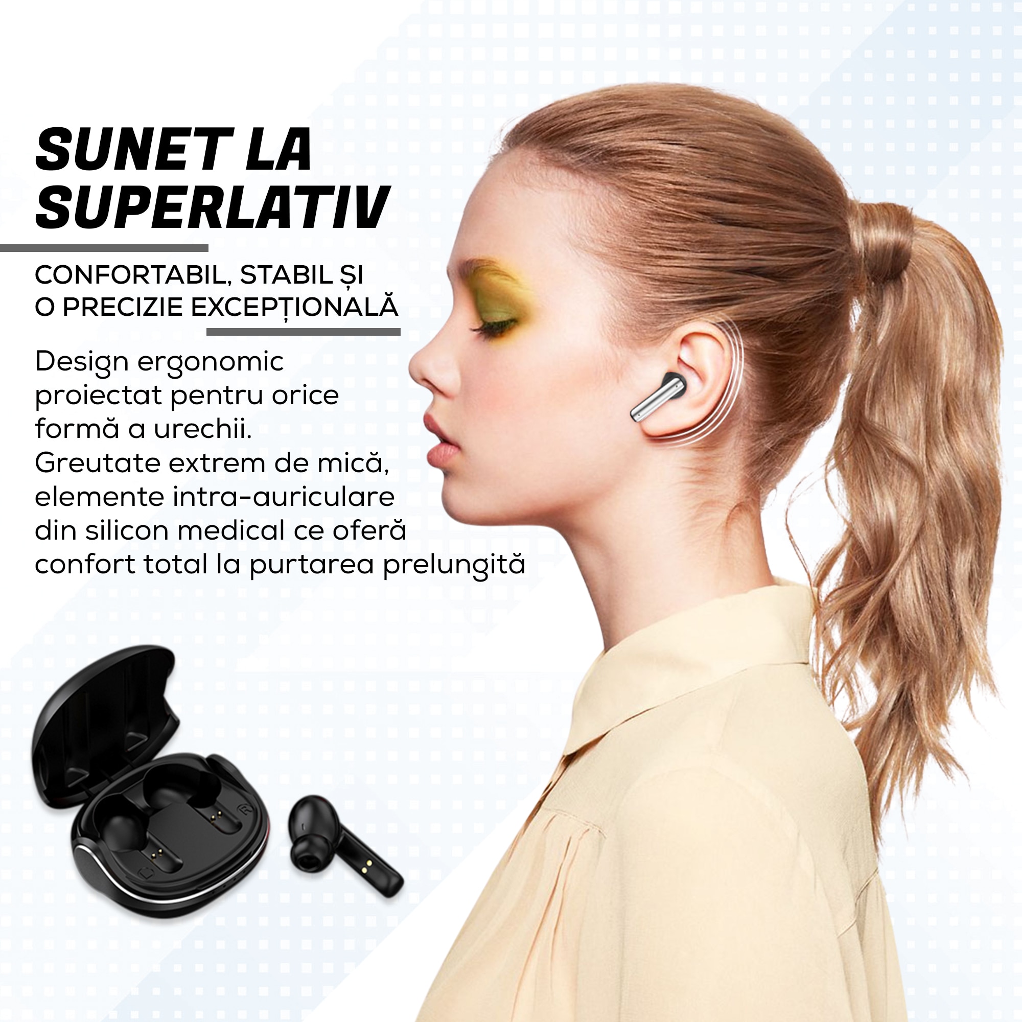 Casti Wireless VIXEV, Bluetooth 5.2, Earbuds Fara Fir, Microfon Dual ...