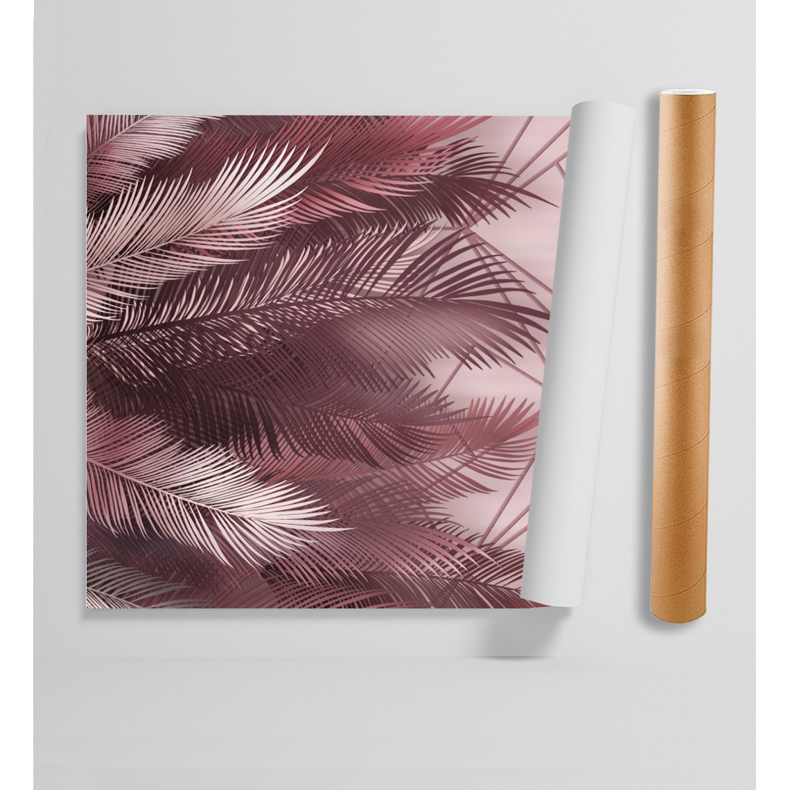 Fototapet Tropical, Frunze de palmier si geometrie moderna in nuante ...