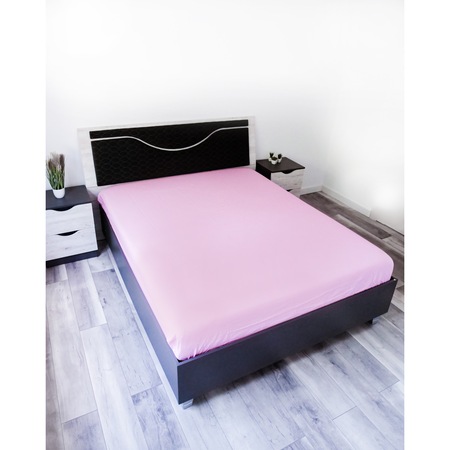 Cearceaf de pat din bumbac cu colturi elastice, 180 x 200 cm, Roz - eMAG.ro