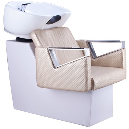 Scaun pentru salon cu lavoar pentru spalarea parului Tomas Aur, Piele ...