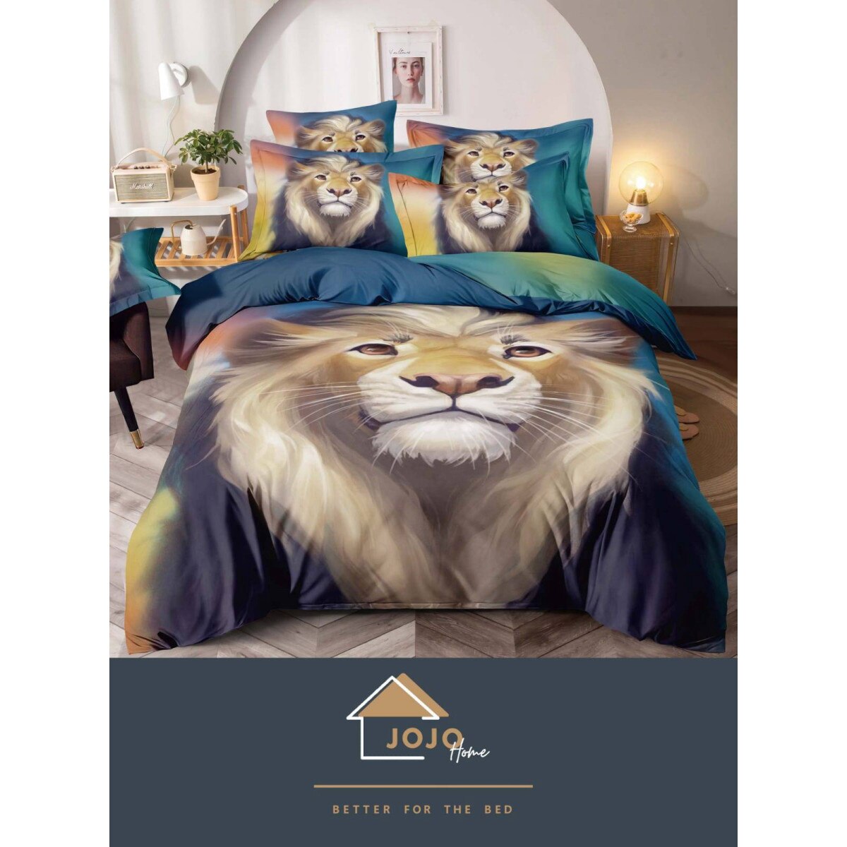 Спален комплект с 3D принт, Jojo Home, JS10, фин памук, многоцветен, 2 ...