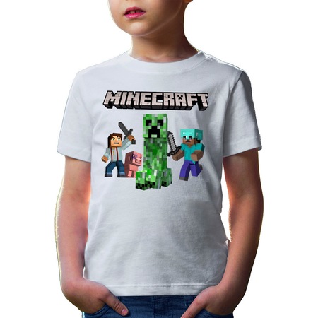 Tricou copii Minecraft Steve Creeper Explode Logo LootIN - eMAG.ro
