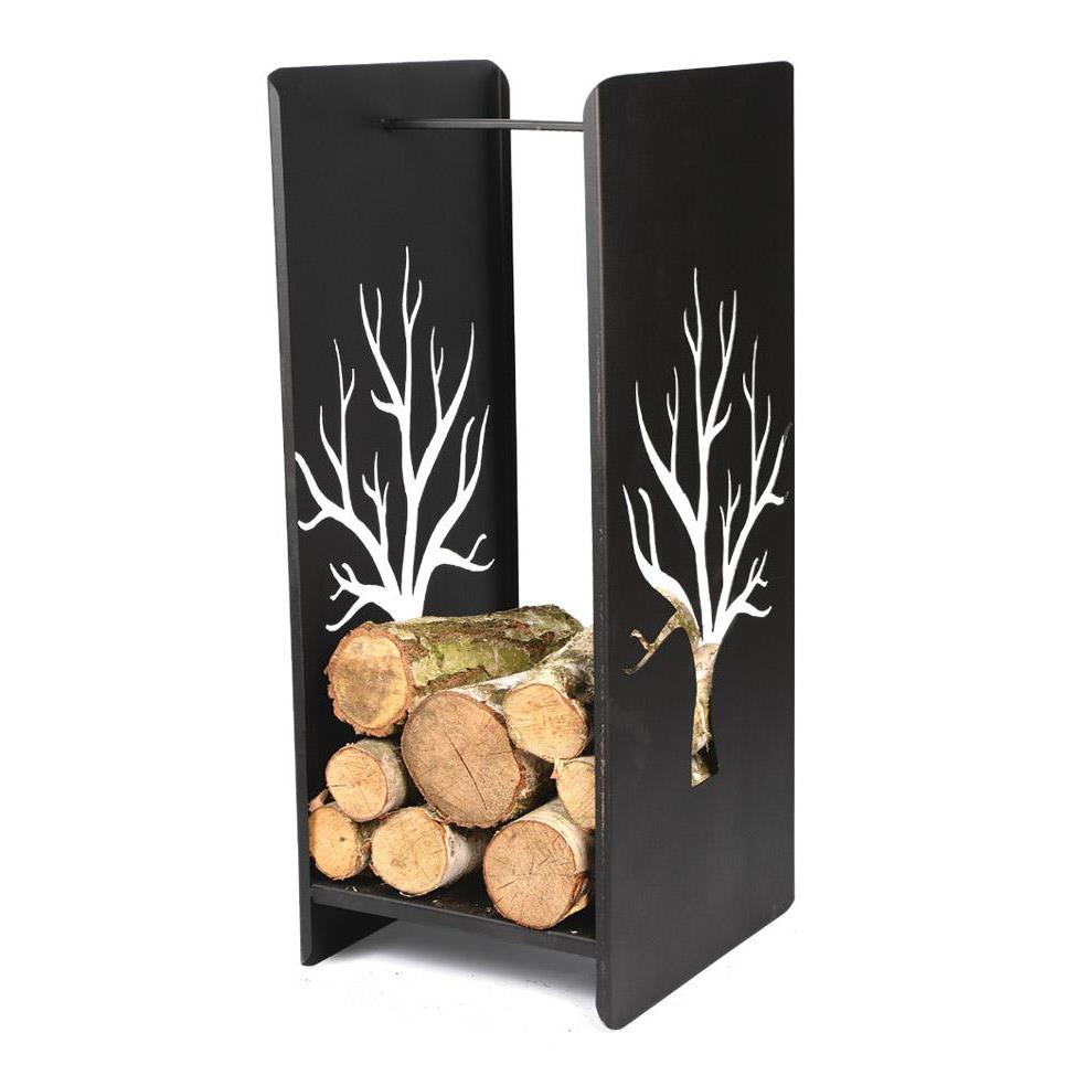 Cos de lemn cu model decupat pentru lemne, Metal, Negru - eMAG.ro