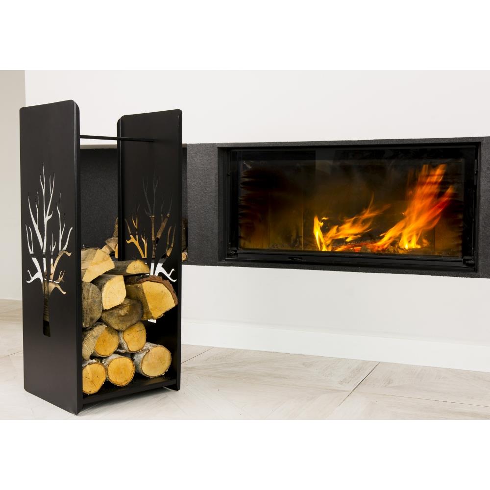 Cos de lemn cu model decupat pentru lemne, Metal, Negru - eMAG.ro