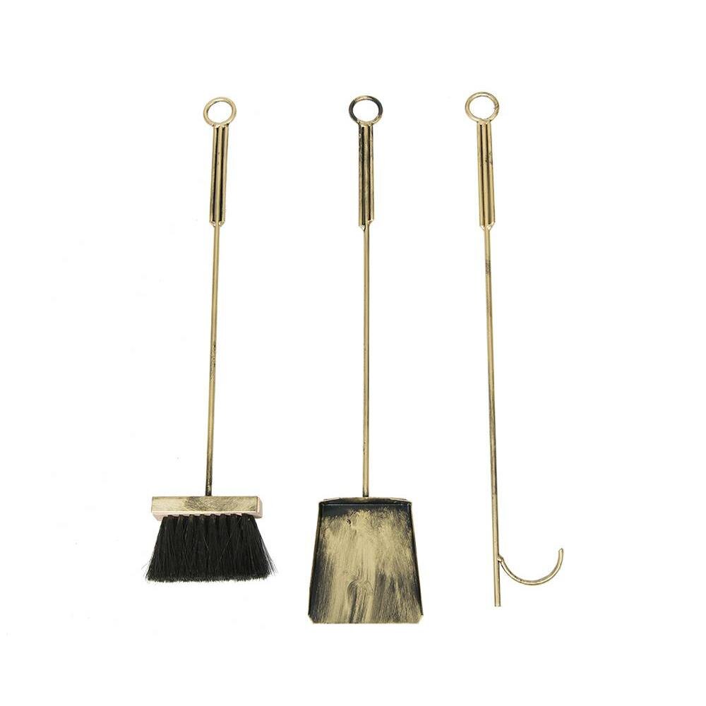 Set semineu 3 elemente, Metal, Negru/Auriu - eMAG.ro