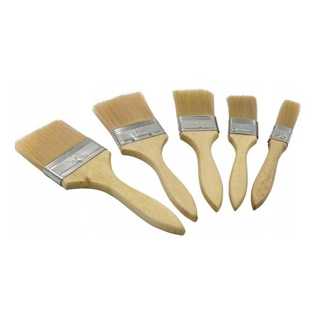 Set 5 pensule vopsit, Zola®, maner lemn, marimi diferite - eMAG.ro