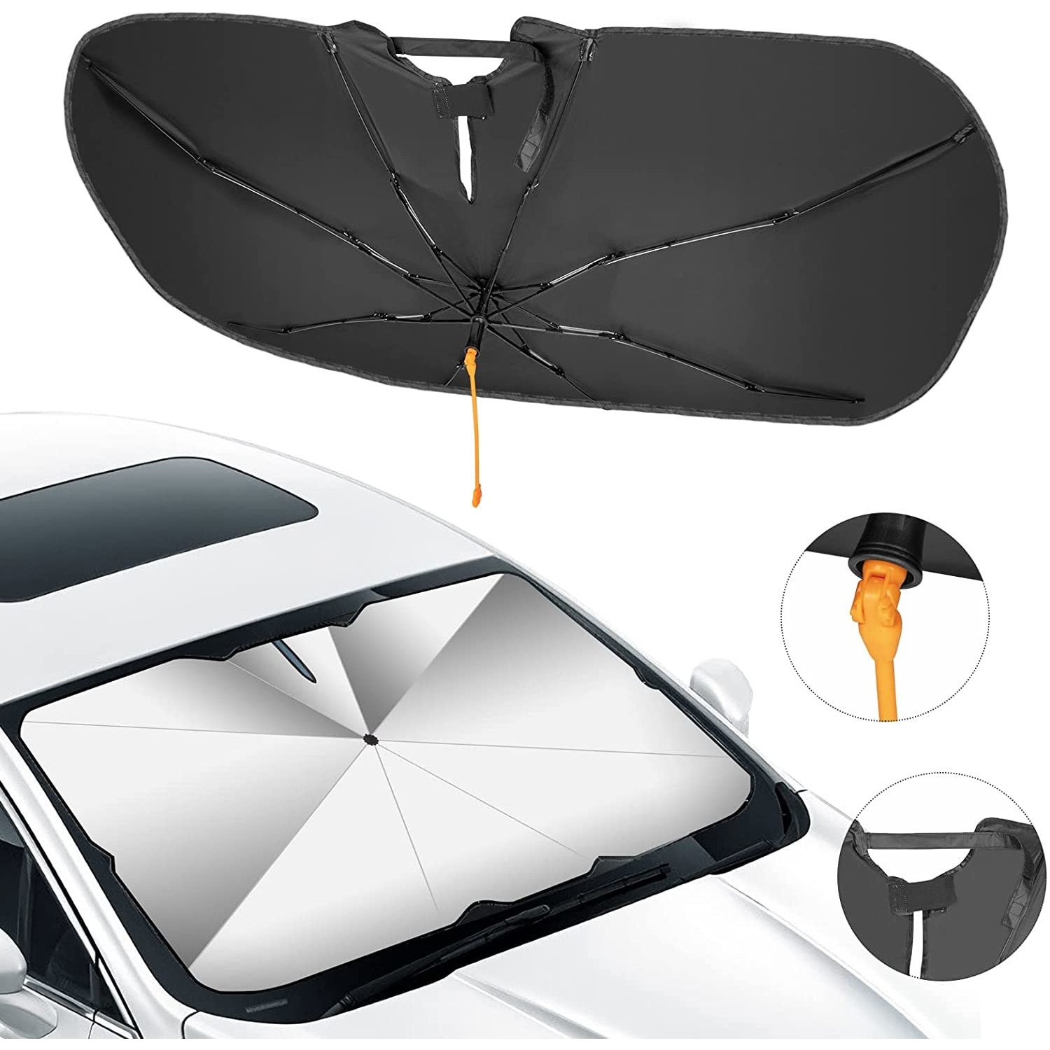 Parasolar Auto 360°, Pliabil, pentru Masina, WHSTR1, 145 x 79 cm, Negru ...