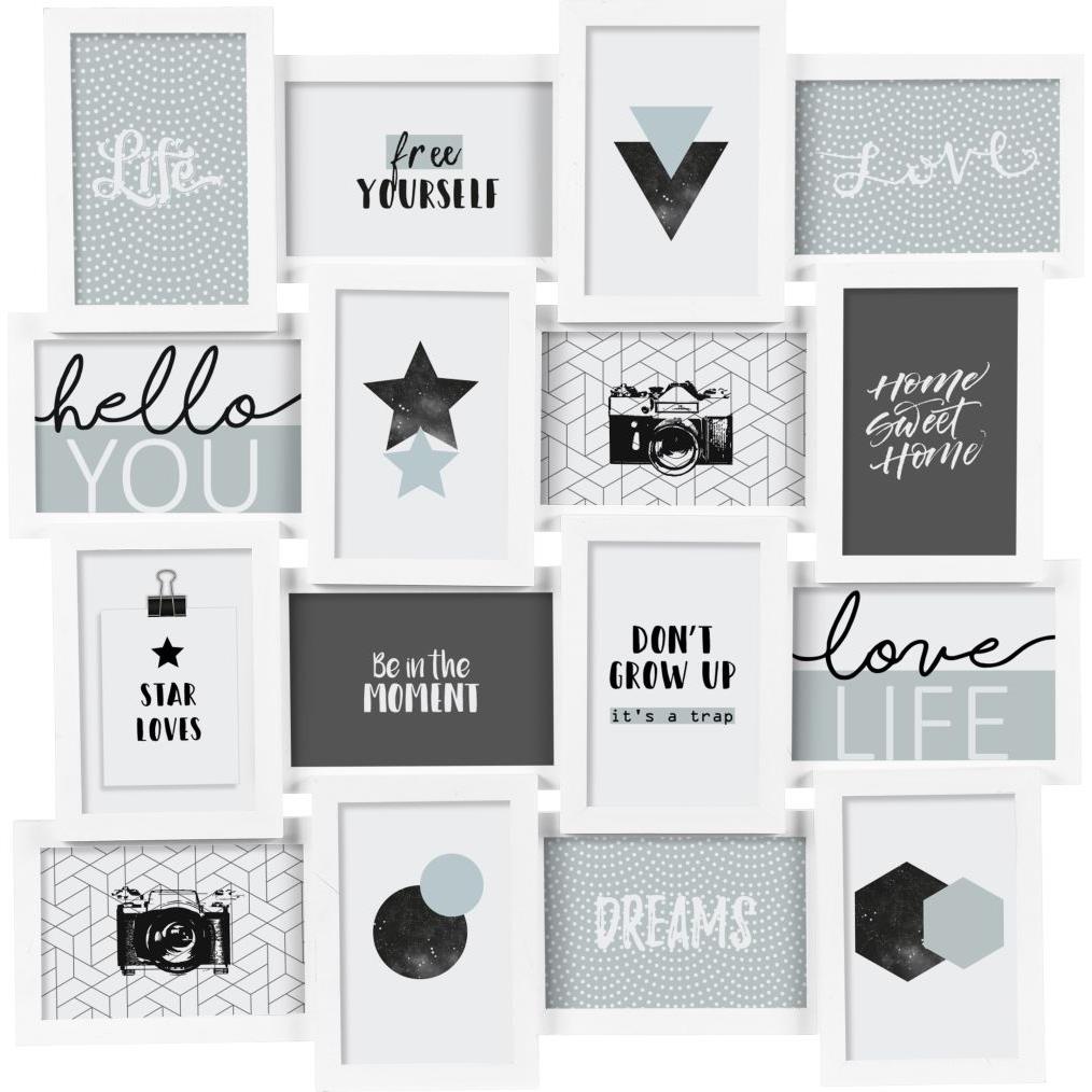 Rama foto 16 fotografii, MDF, Alb - eMAG.ro