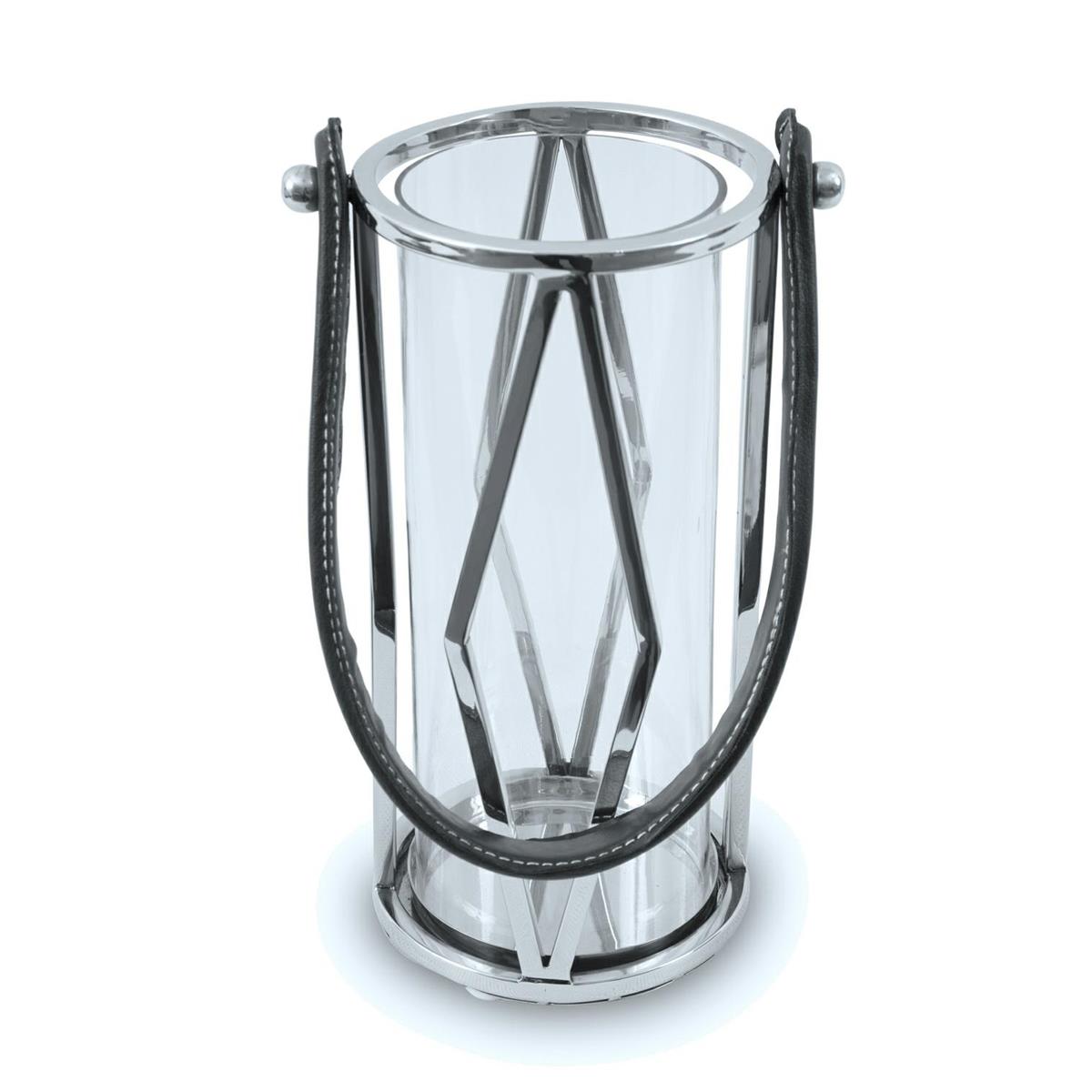 Felinar decorativ, 26 cm, Inox/Sticla, Argintiu/Transparent - eMAG.ro