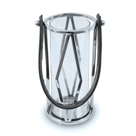 Felinar decorativ, 26 cm, Inox/Sticla, Argintiu/Transparent - eMAG.ro