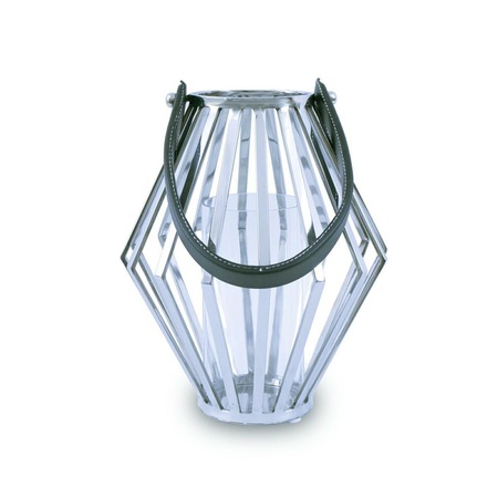 Felinar decorativ, 31 cm, Inox/Sticla, Argintiu/Transparent - eMAG.ro