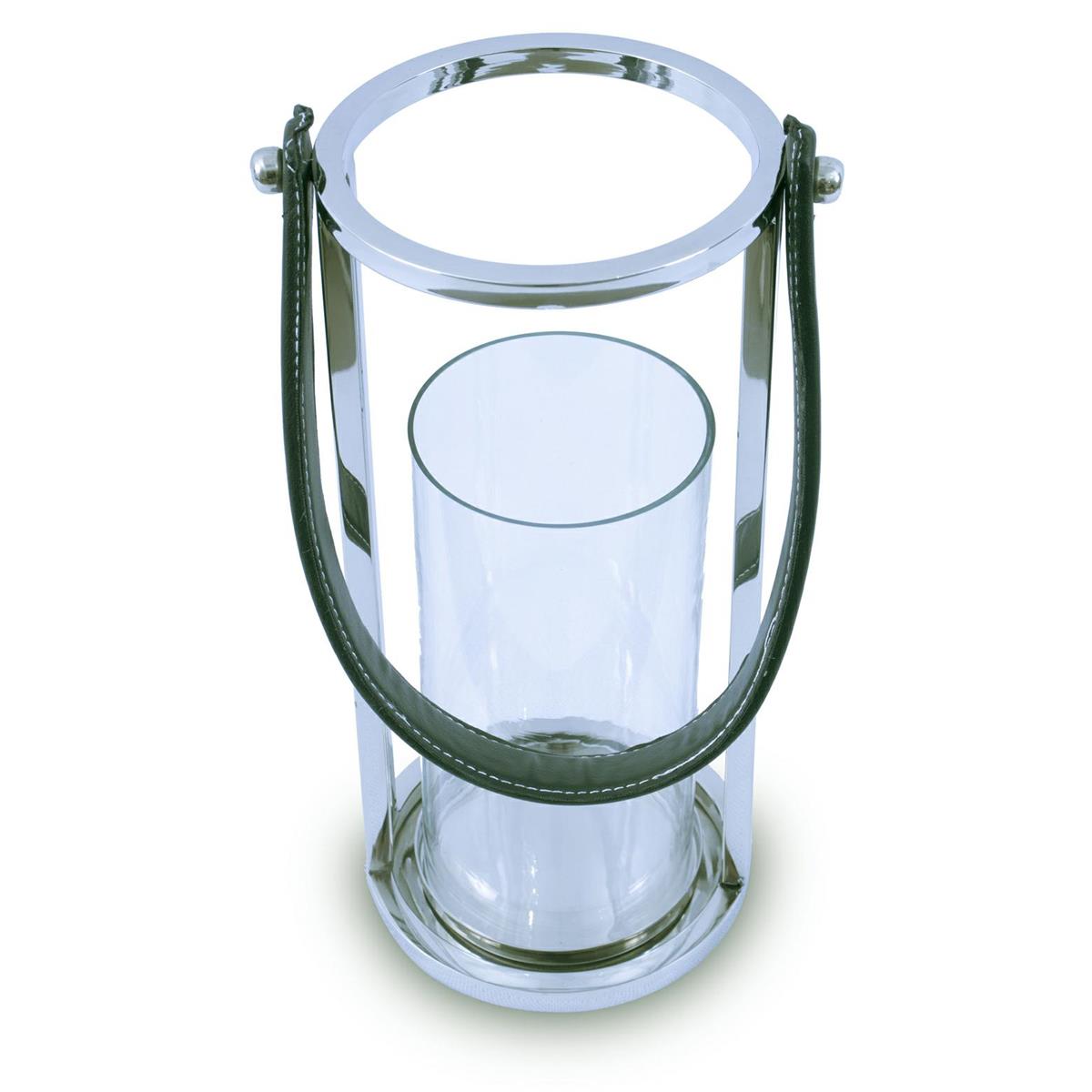 Felinar decorativ, 30 cm, Inox/Sticla, Argintiu/Transparent - eMAG.ro