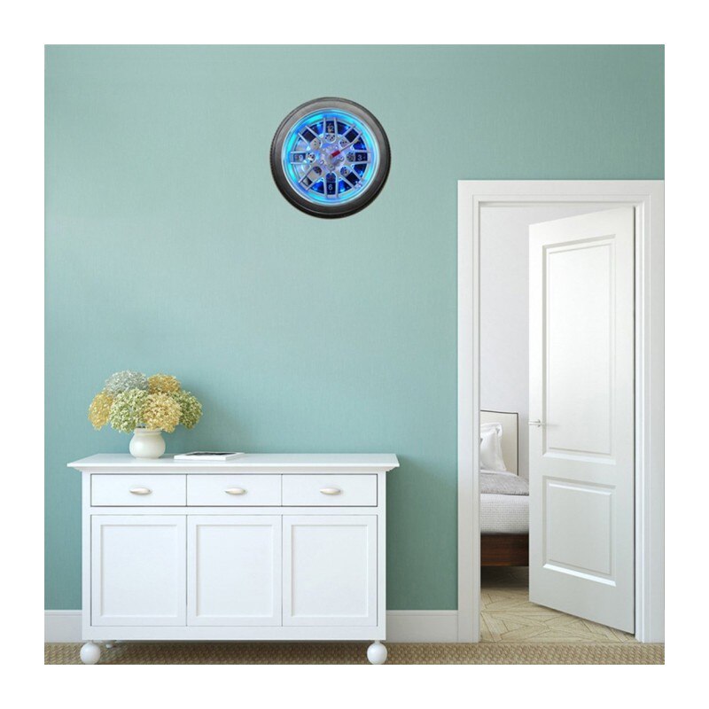 Ceas roata masina iluminat LED, PROCART, diametru 35.2 cm, quartz ...