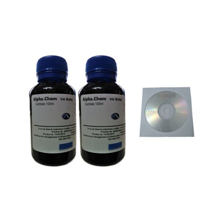 Set Flacon Cerneala AlphaChem Compatibil Canon 2x100ml GI-46C Cyan, 2buc Cdr Maxell cu plic ...