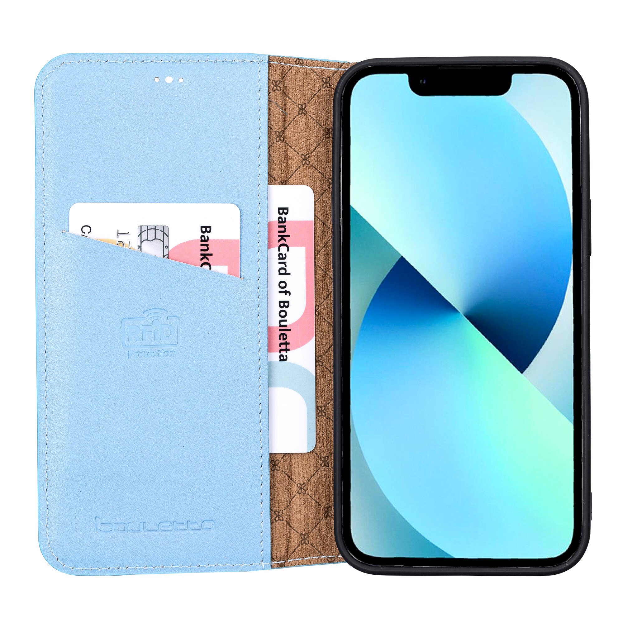 iPhone 13 Pro Max Prémium természetes bőr vékony tok, könyvtípus ...
