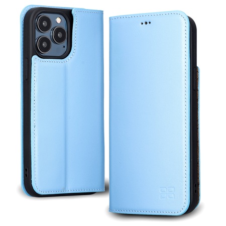 iPhone 13 Pro Max Prémium természetes bőr vékony tok, könyvtípus ...