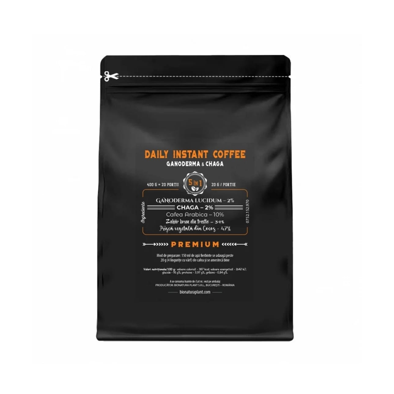 Cafea, Bionatura Plant, daily instant coffee - ganoderma & chaga 5 IN 1 ...