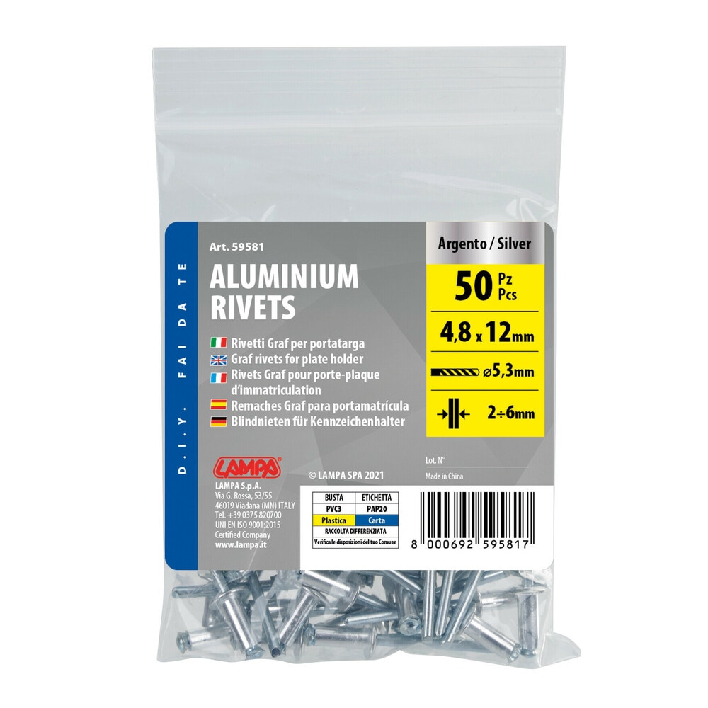 Set 50 nituri Lampa, Aluminiu, 4.8x12 mm, Argintiu - eMAG.ro