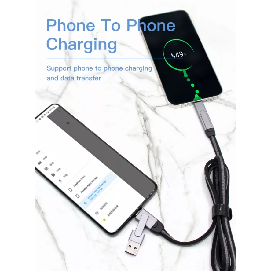 Кабел за данни и бързо зареждане, 6 в 1, 3A Fast Charge, 1m, USB-Type C ...
