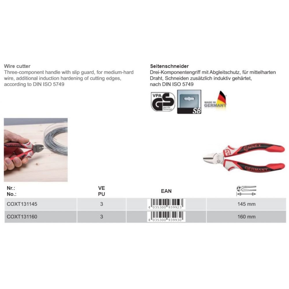 Cleste sfic, max 3 mm, Connex Germany, 160 mm, DIN ISO 5749, VPA - eMAG.ro