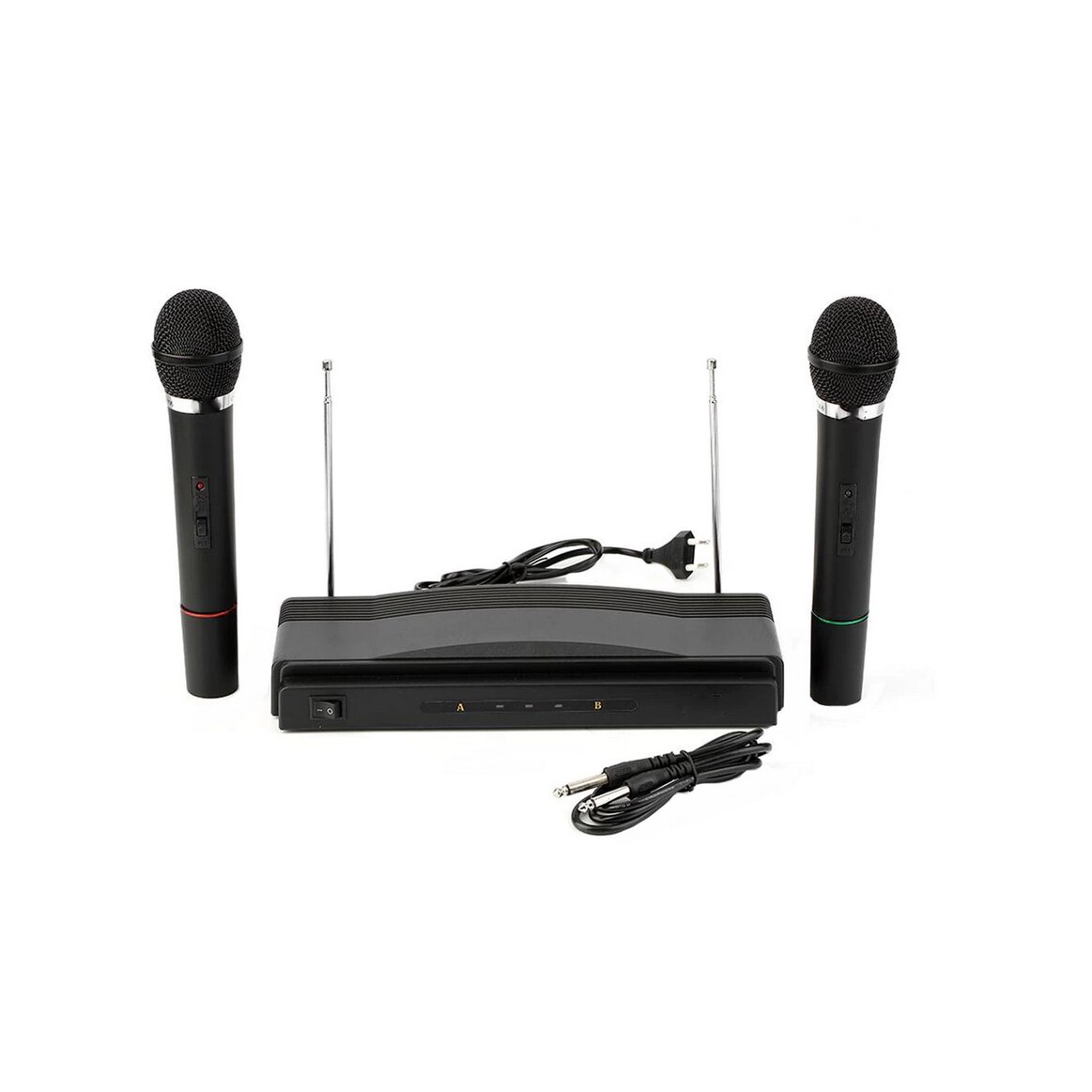 Set HYT® de 2 microfoane fara fir, wireless, karaoke, negru - eMAG.ro