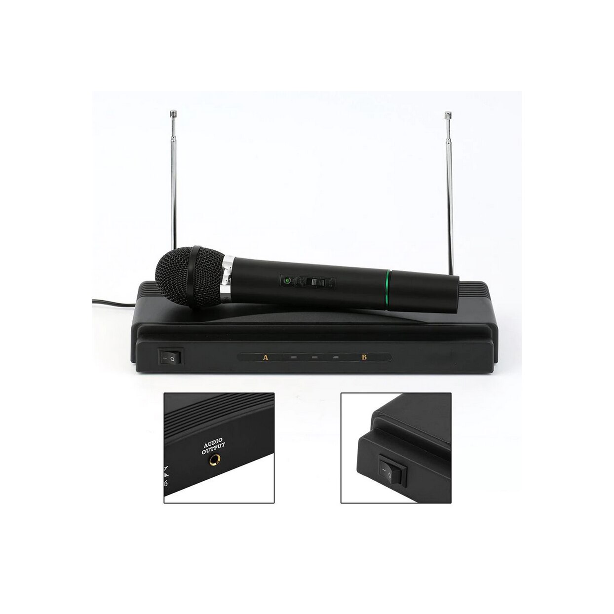 Set HYT® de 2 microfoane fara fir, wireless, karaoke, negru - eMAG.ro