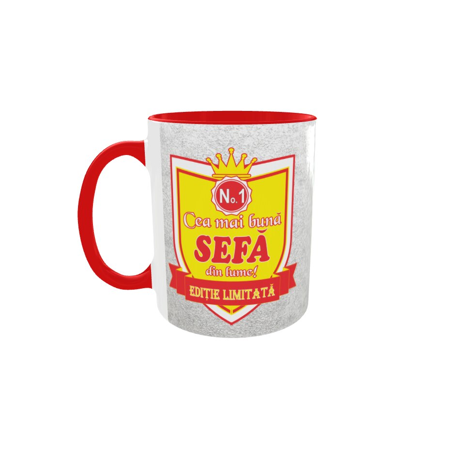 Cana gift shop personalizata cu mesaj, Cea mai buna sefa din lume ...