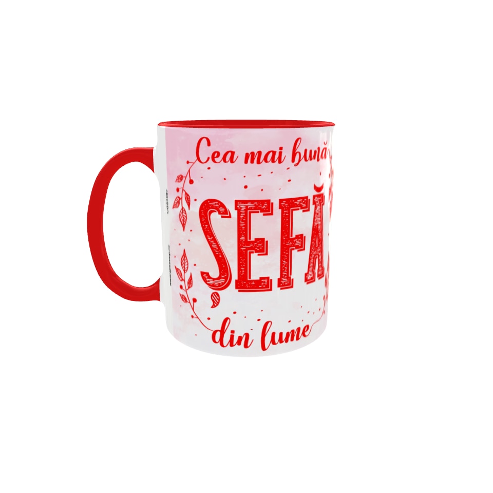 Cana gift shop personalizata cu mesaj, Cea mai buna sefa din lume, din ...