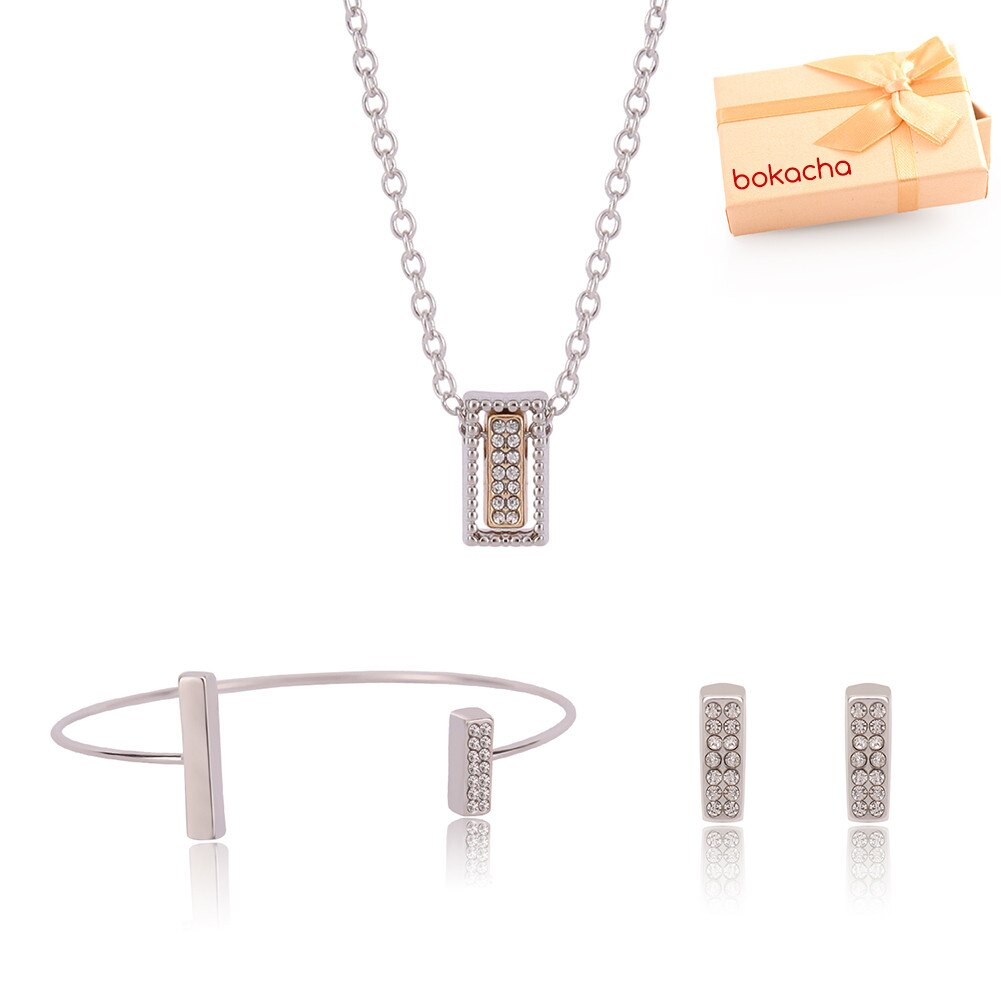 Бижута от Bokacha РУАН, Колие, Обеци и Гривна с Австрийски кристал, Код ...