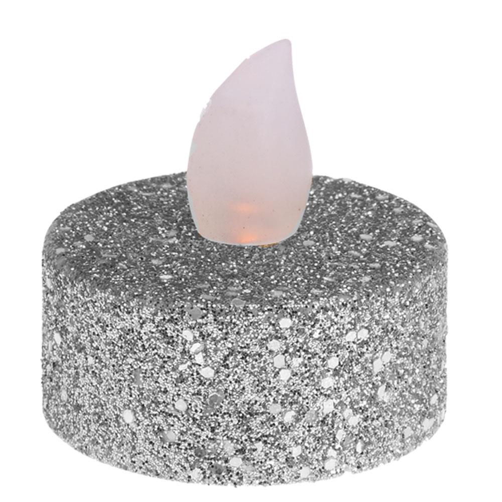 Set 4 lumanari cu LED-uri, Pe baterii, 3.5 x 2 cm, Cu sclipici ...
