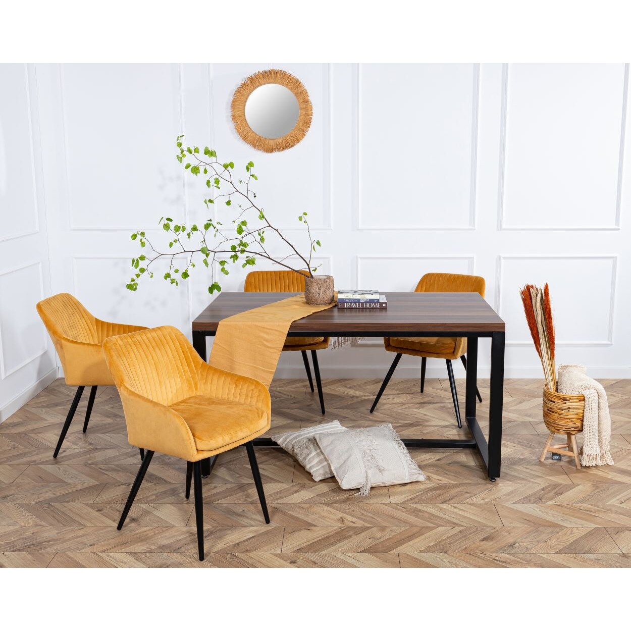 Masa, Metal/Lemn/MDF, 150 x 90 cm, Negru/Maro - eMAG.ro